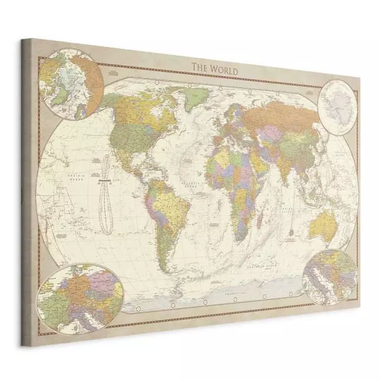 Canvas Print Cream World Map - bimago