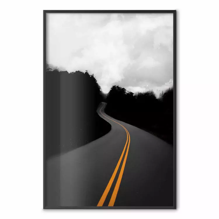 Wall Poster Double continuous line - black and white street landscape ...