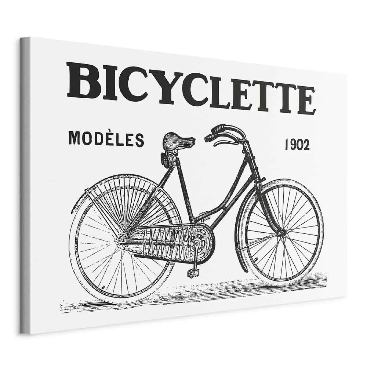 Canvas Painting Old school vehicle bicycle graphics in vintage line art style bimago