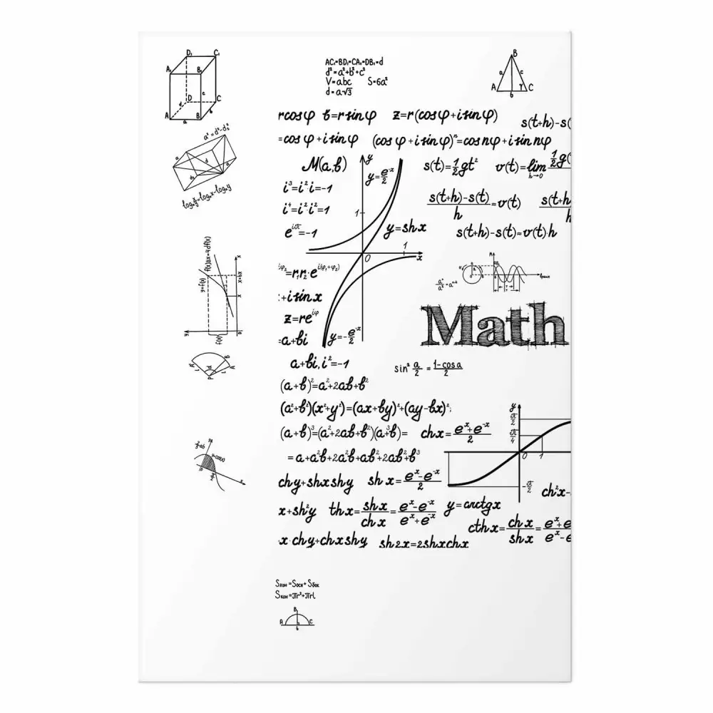 Poster Mathematics - black and white mathematical equations and ...