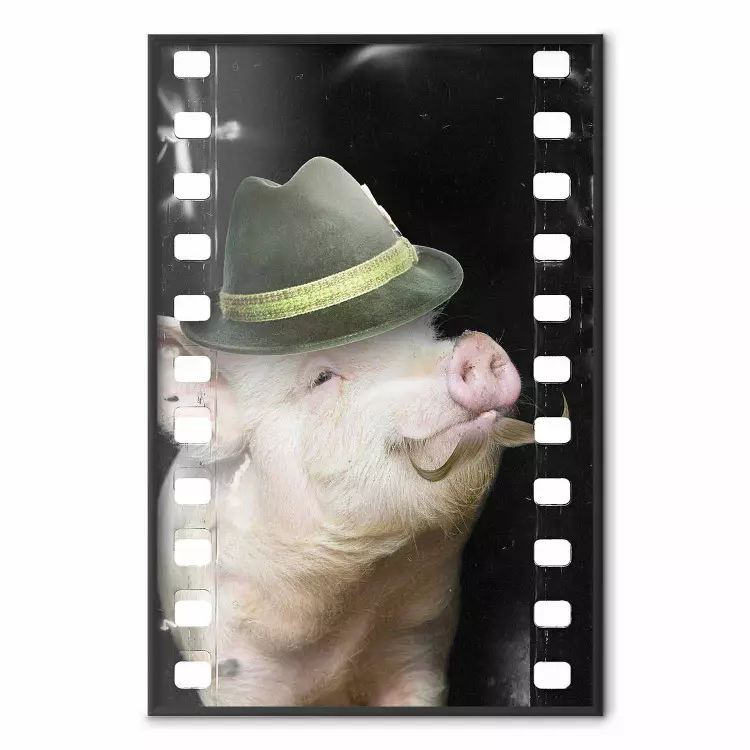 Poster Pig with Mustache - funny cinematic fantasy with a pink ...