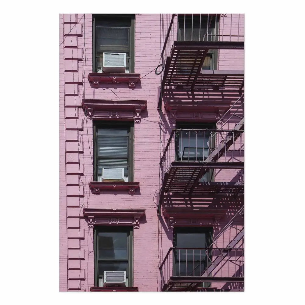 Wall Poster Fire Escape Stairs - architectural shot with a pink-painted ...