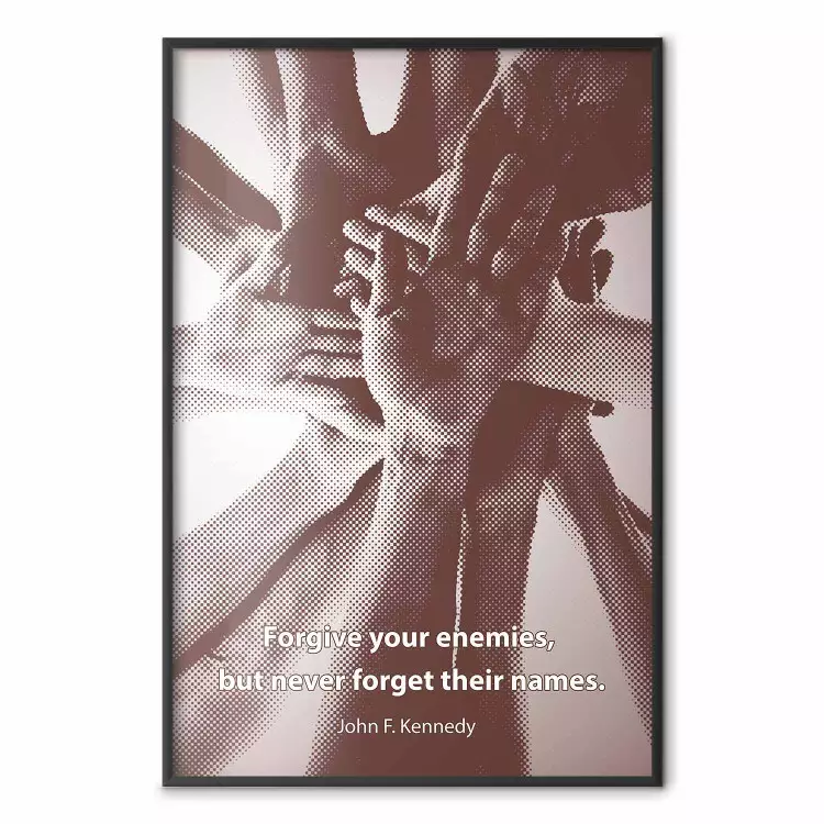 Poster Forgive your enemies - composition with hands and English quote ...