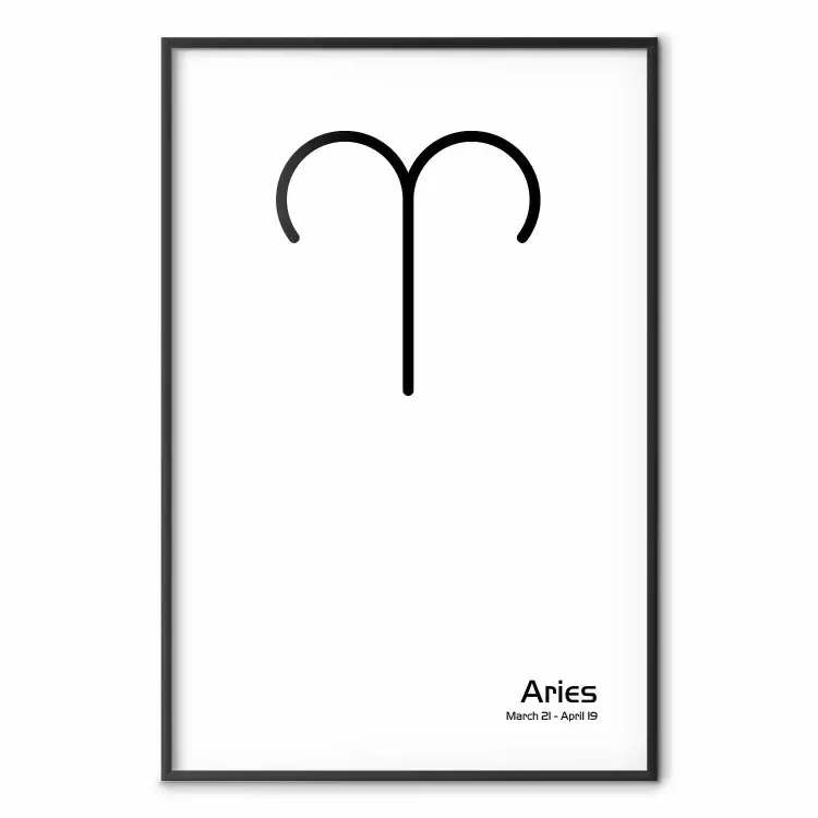 Poster Aries - simple black and white composition with zodiac sign and ...