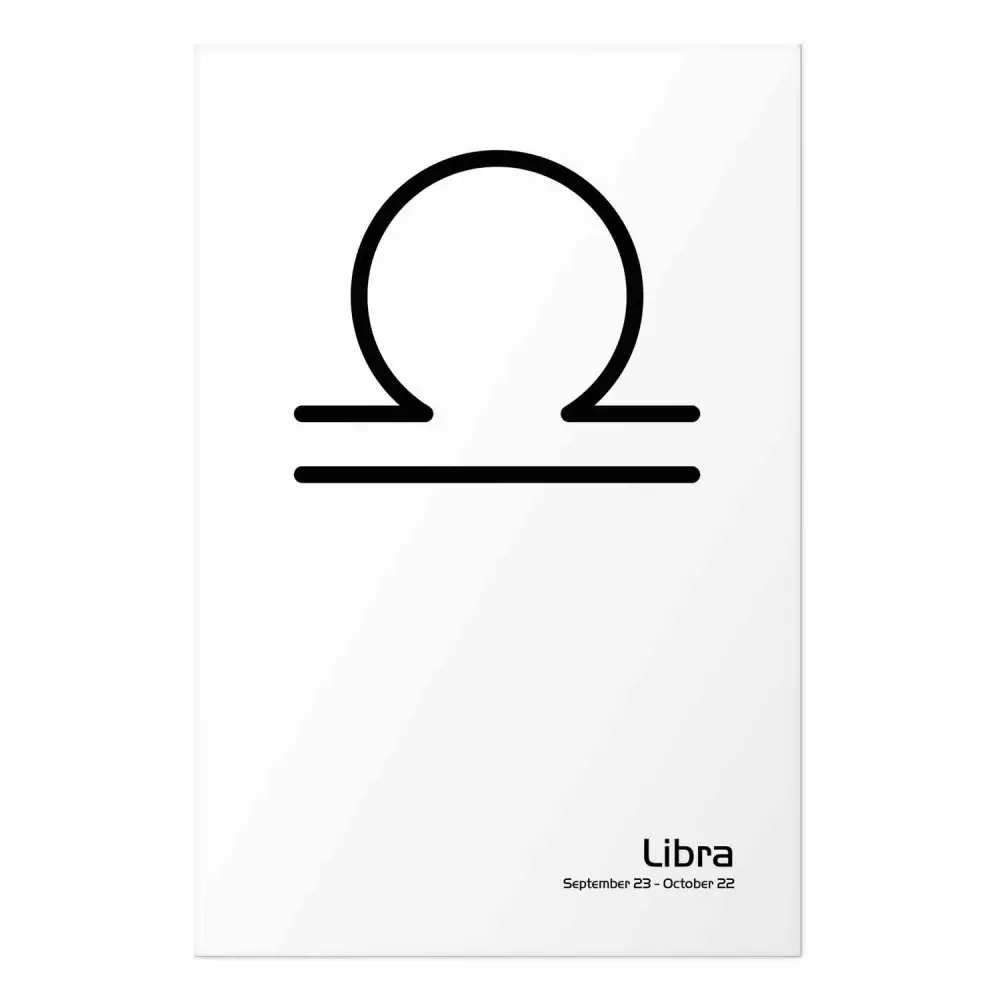 Poster Libra - simple black and white composition with zodiac sign and ...