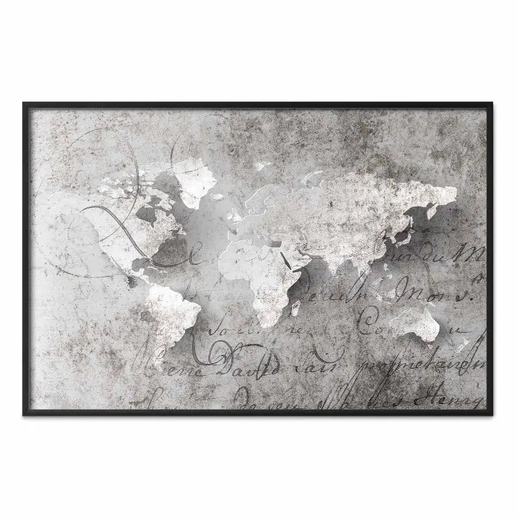 Wall Poster World of Poetry - abstract world map with vintage-style ...