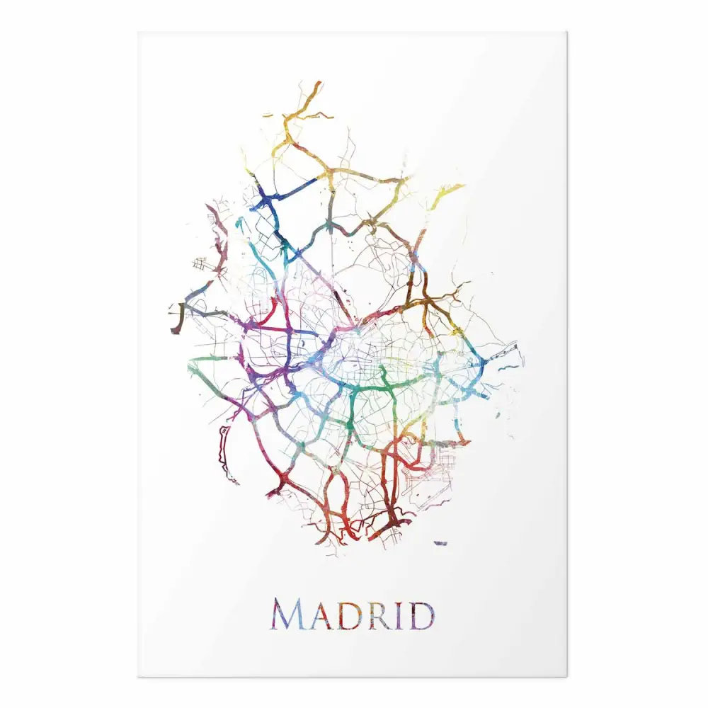 Poster Madrid - colorful map of one of the cities in Spain and English ...