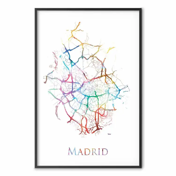 Poster Madrid - colorful map of one of the cities in Spain and English ...