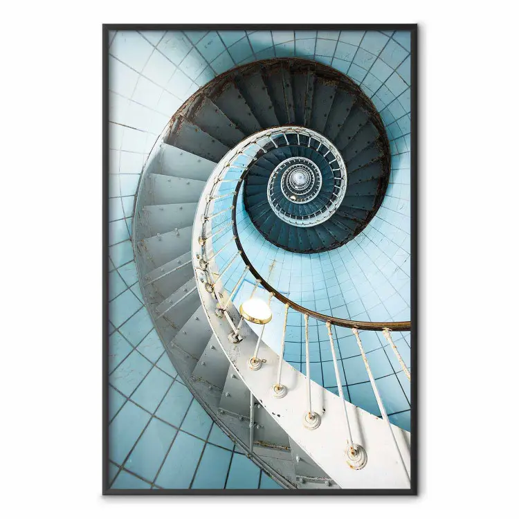Poster Fibonacci Stairs - geometric blue composition with architecture ...