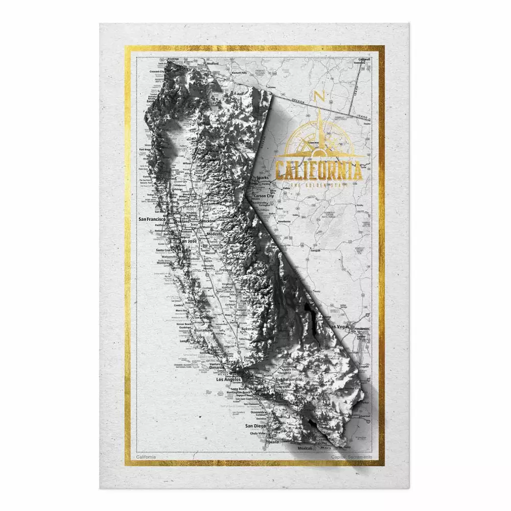 Wall Poster Isometric Map: California - map of one of the states of the ...