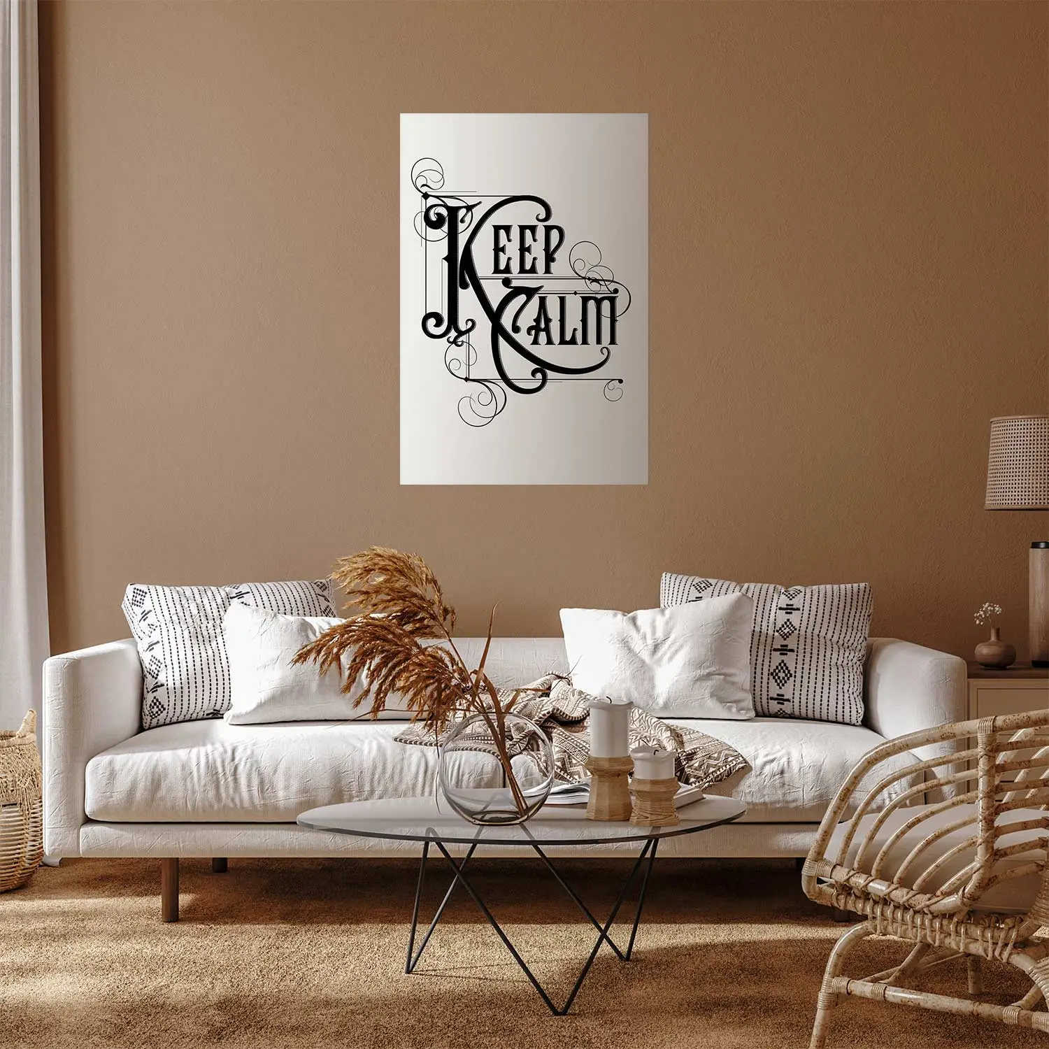 Poster Life Motto - black and white composition with ornamental English ...