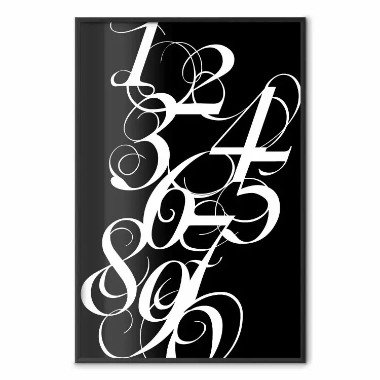 Wall Poster Number Calligraphy - black and white retro composition in ...