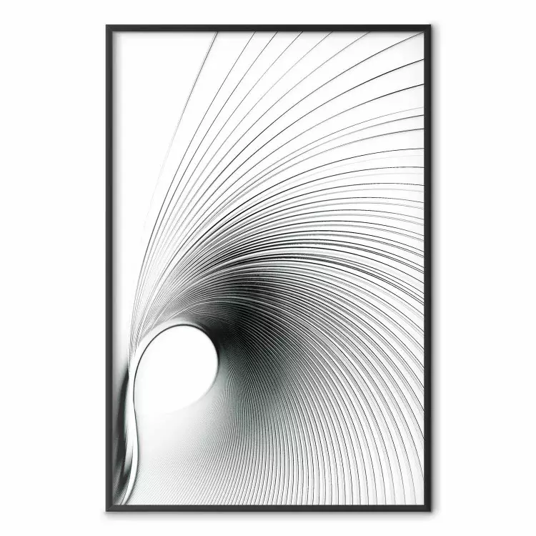 Wall Poster Curve of Time - abstract black lines forming waves on white ...