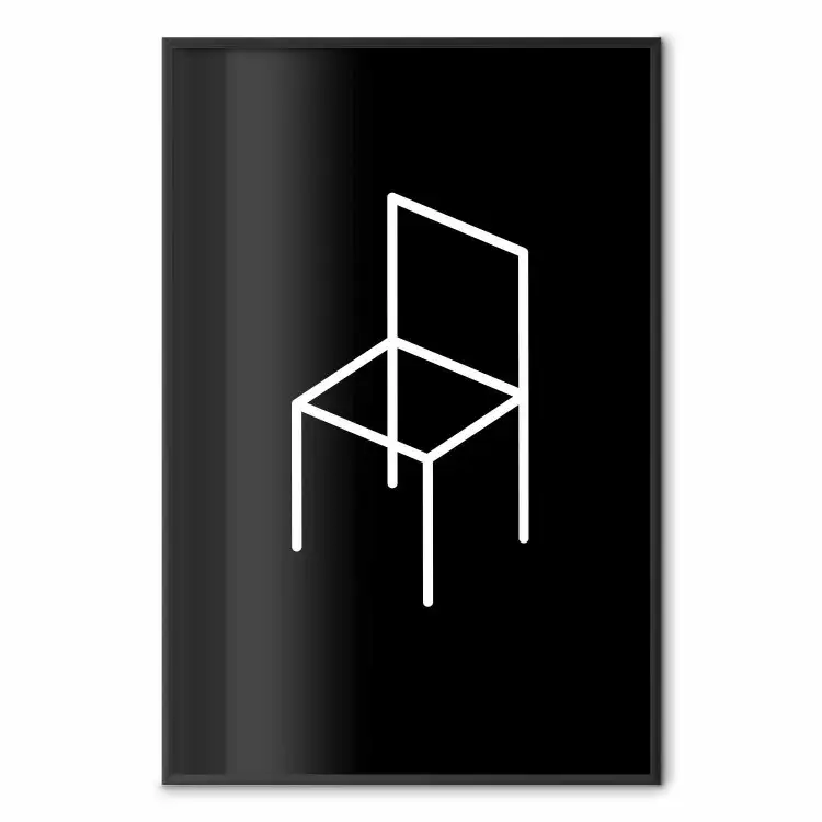 Wall Poster Chair - white line art of a chair with geometric figures on ...