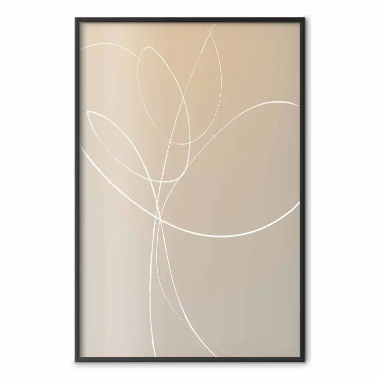 Poster Linear Nature - artistic line art of a flower on a gradient ...