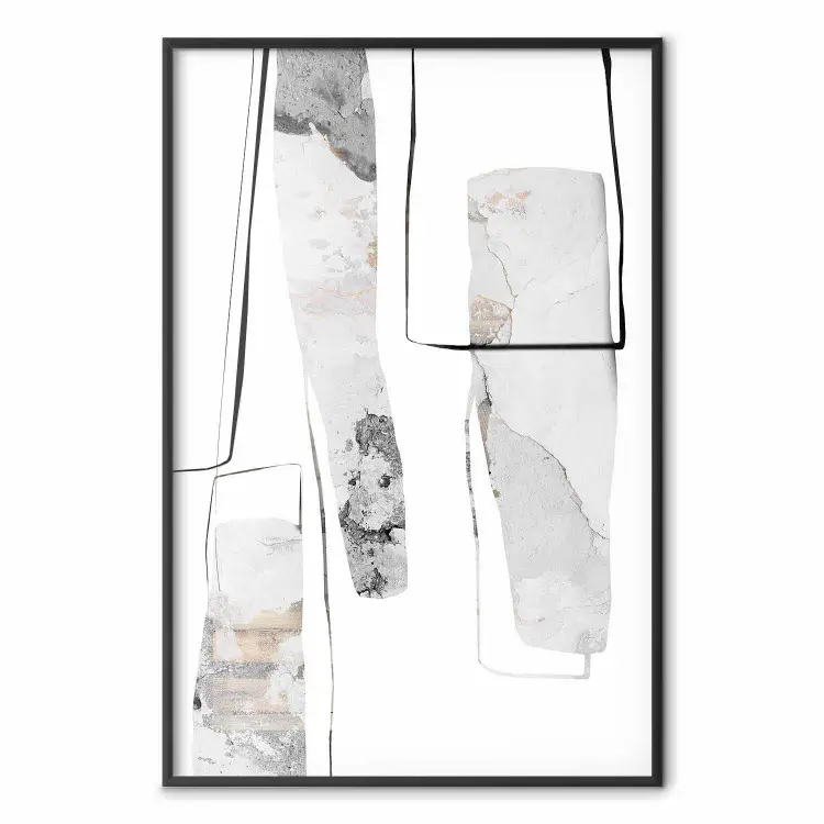 Wall Poster Gray Reform - line art and abstract figures with stone ...