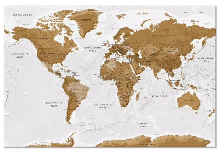 Large canvas print World Map: White Oceans - continents with country ...