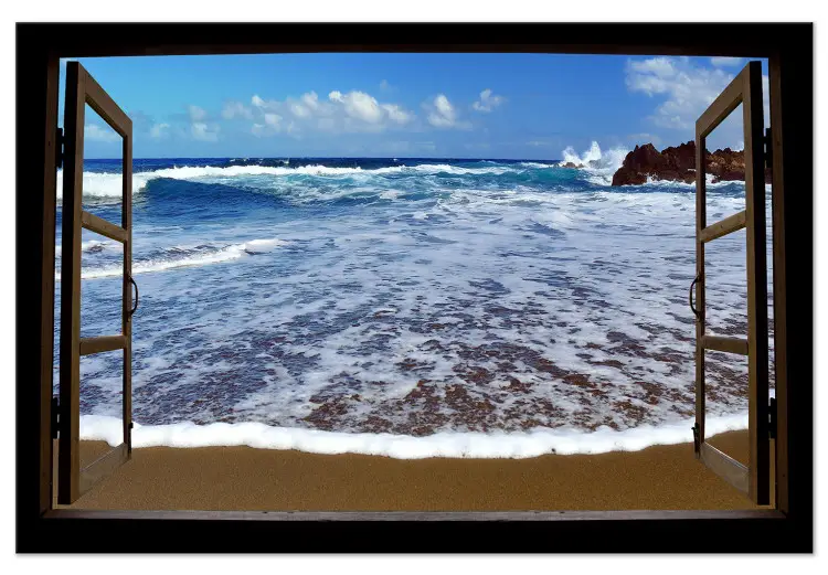 Large canvas print Calm Ocean - window view of a seascape with beach ...
