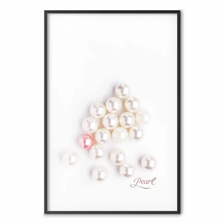 Poster Pearl - white and red pearls with English text on a light ...