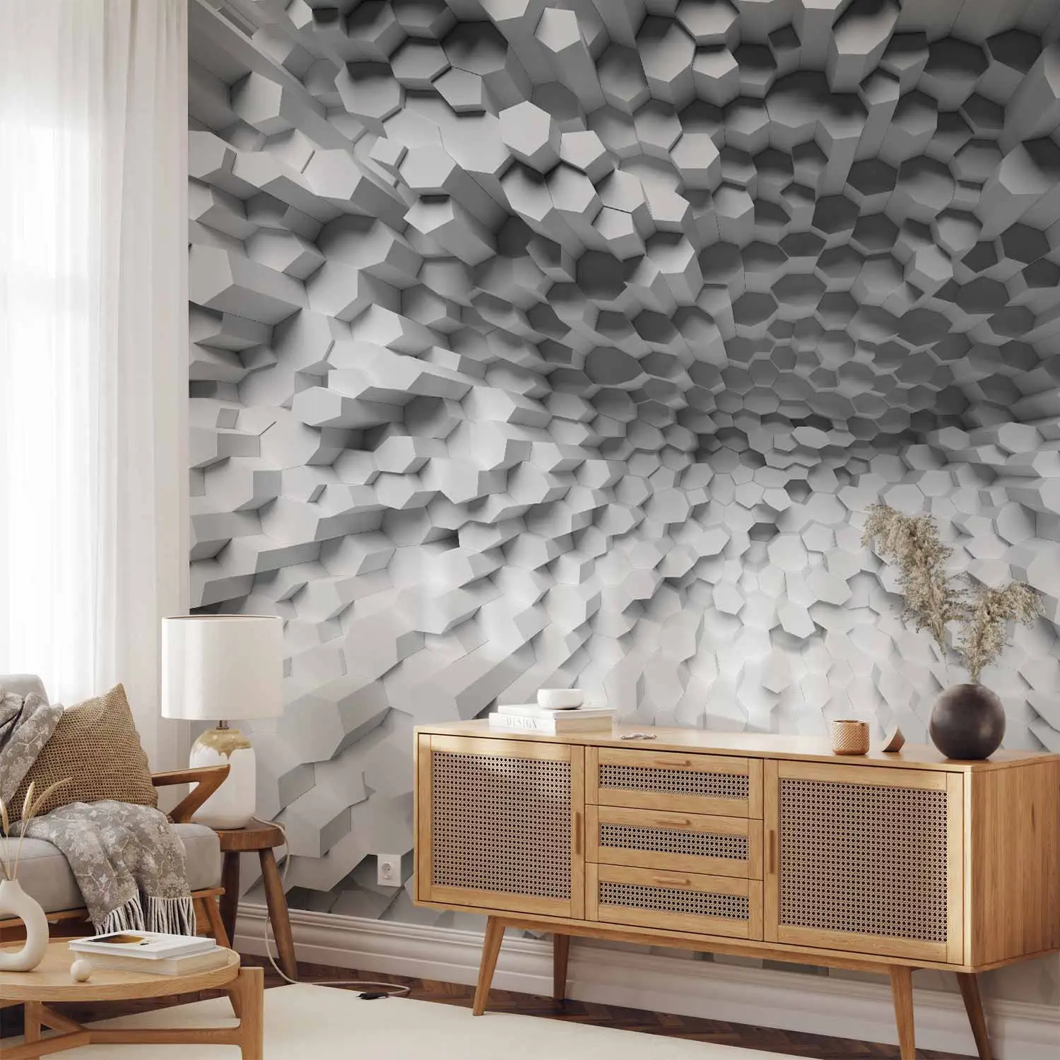 White Motif Pattern 3d