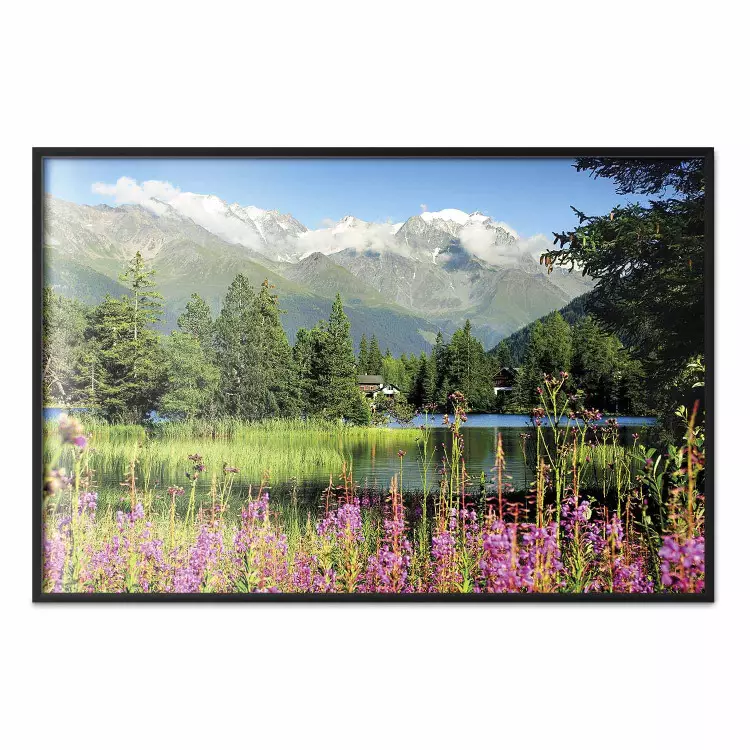 Wall Poster Spring in the Alps - spring landscape of green trees ...