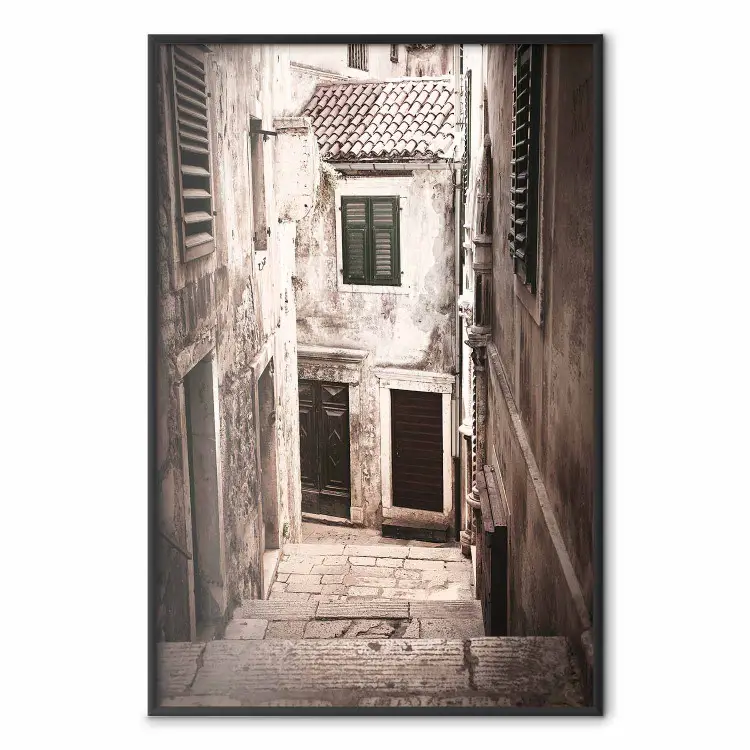 Wall Poster Retro Alley - urban architecture of a stone alleyway in ...