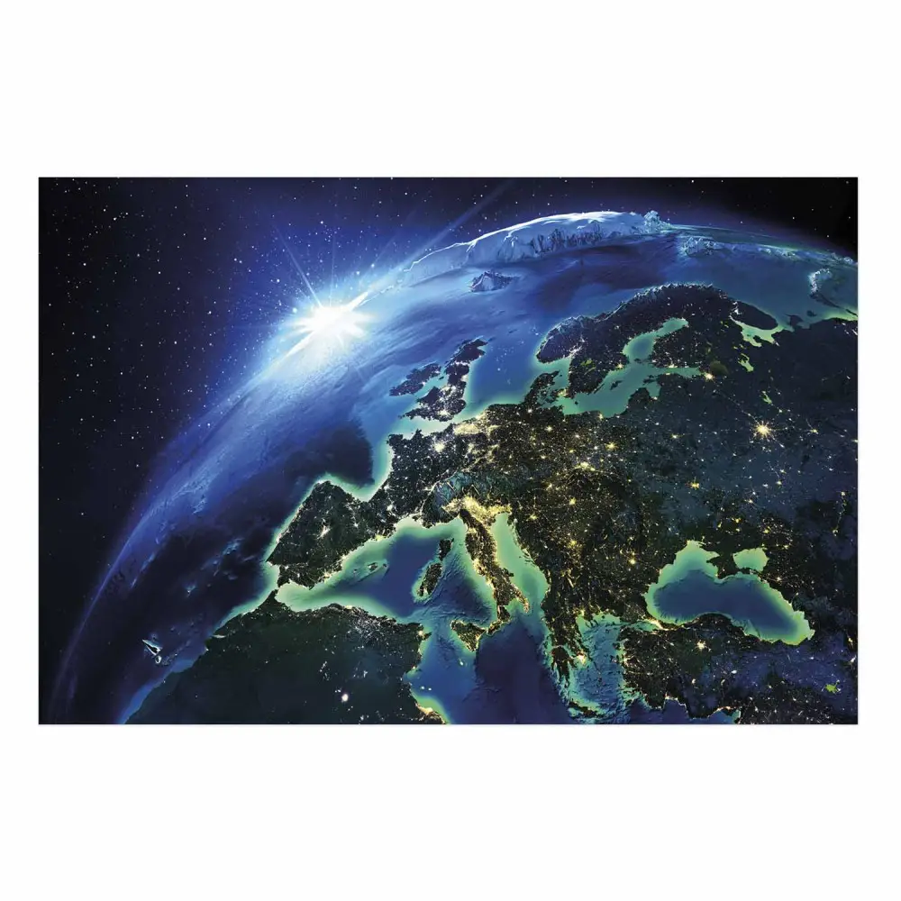 Poster Blue Planet - landscape of Earth's globe against dark cosmos ...