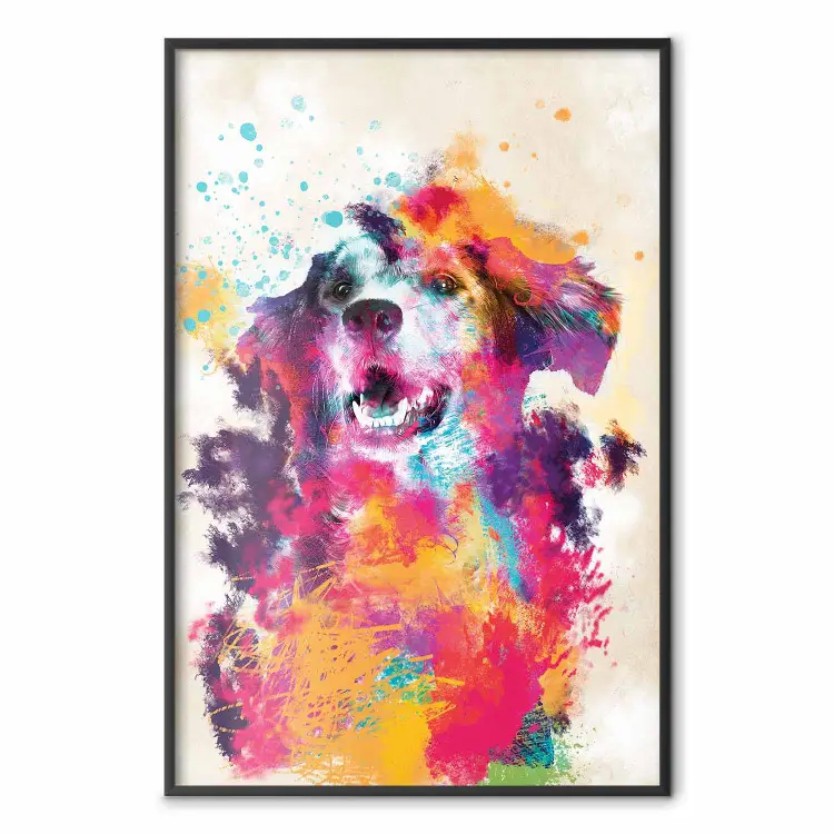 Wall Poster Watercolor Dog - unique colorful abstraction with domestic ...