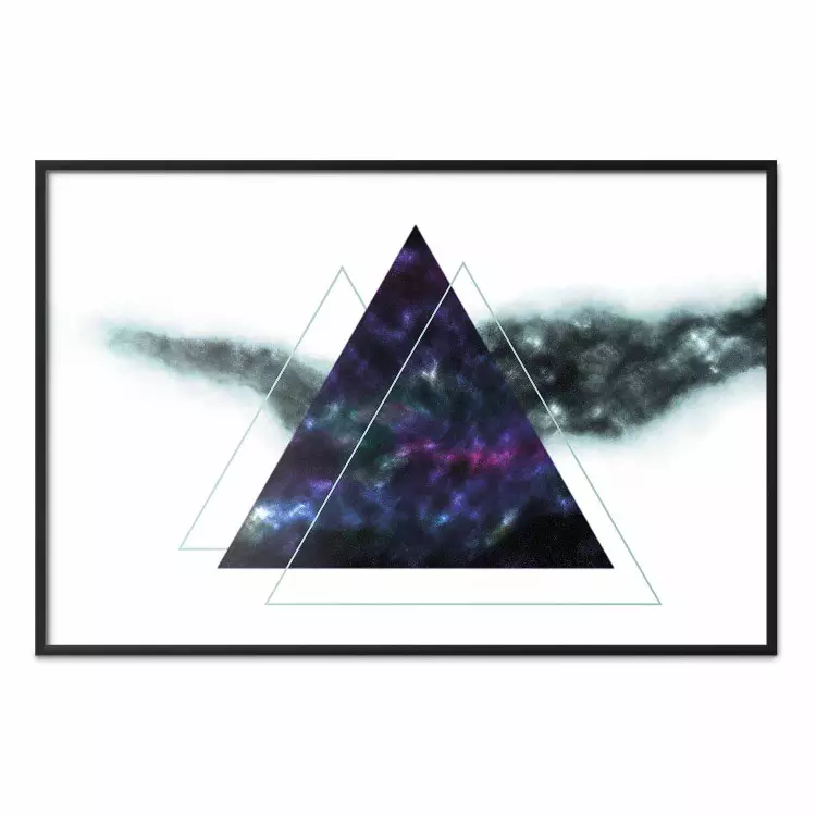 Wall Poster Cosmic Triangles - geometric abstraction on a solid white ...