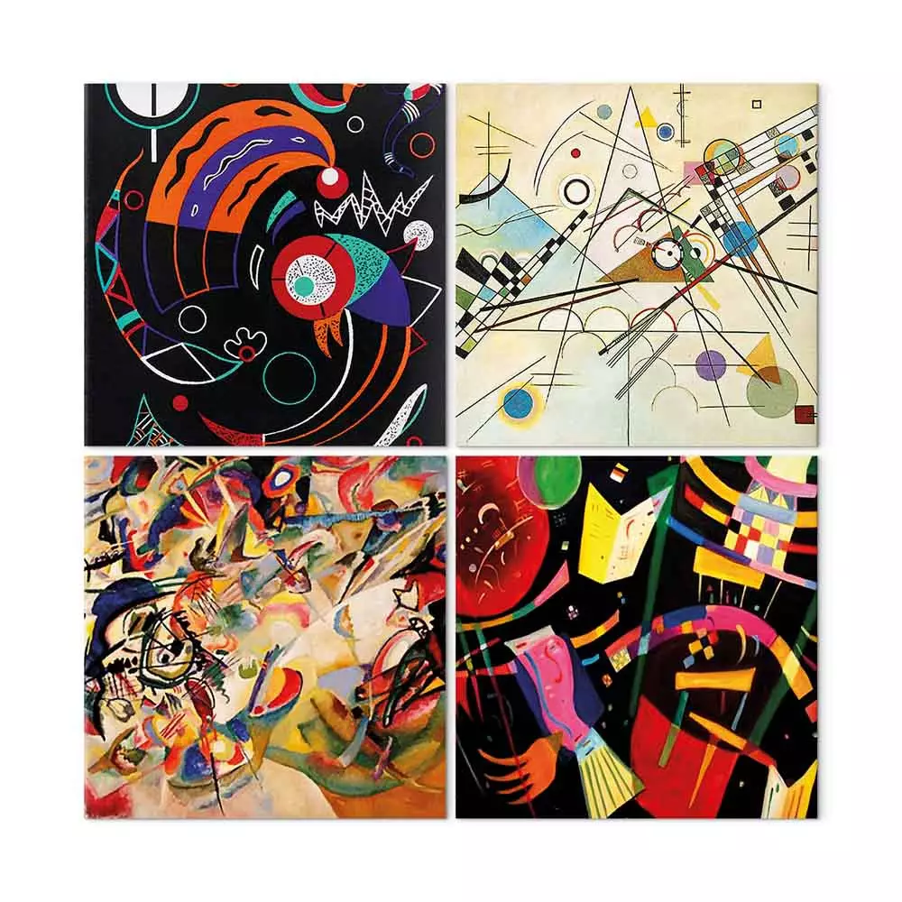 Canvas Art Dance of Colors (4-part) - abstract patterns by Wassily ...