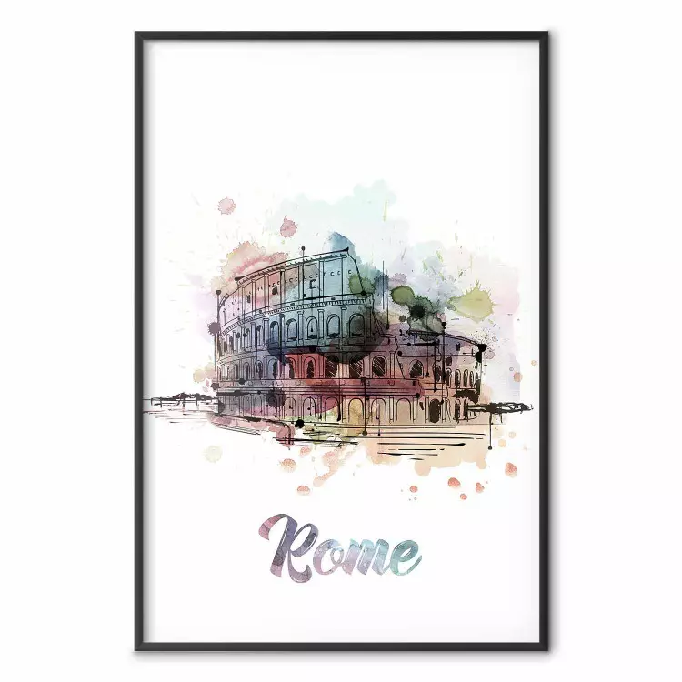 Wall Poster Rainbow Colosseum - colorful architecture of Rome and text ...
