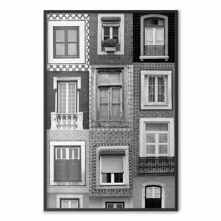Poster Patterned Windows - black and white window photography in an ...