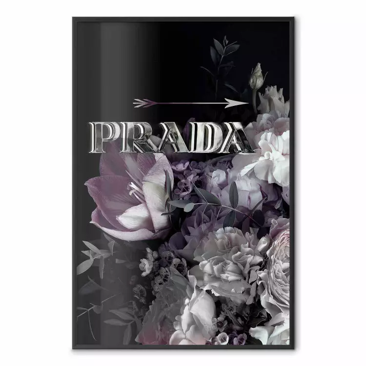 Wall Poster Prada in Flowers - composition of flowers and silver text ...