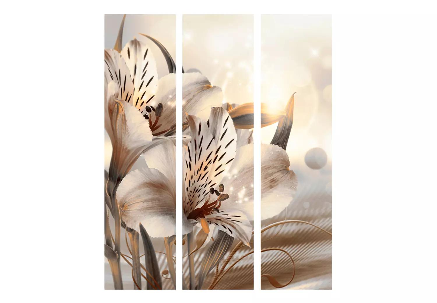 Room Divider Morning Princesses - 3D illusion of beautiful lily flowers ...