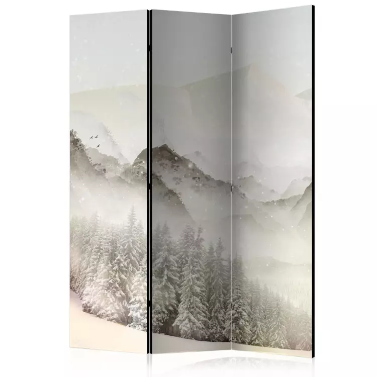 Room Divider Snowy Valley (3-piece) - Landscape of mountains and trees ...