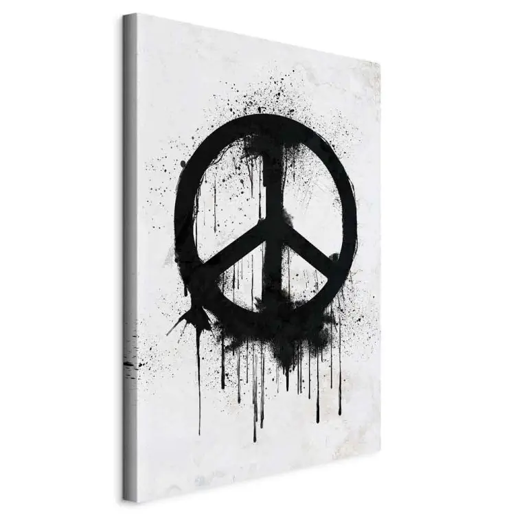 Canvas Painting Symbol of Peace Vertical - black and white Banksy-style ...