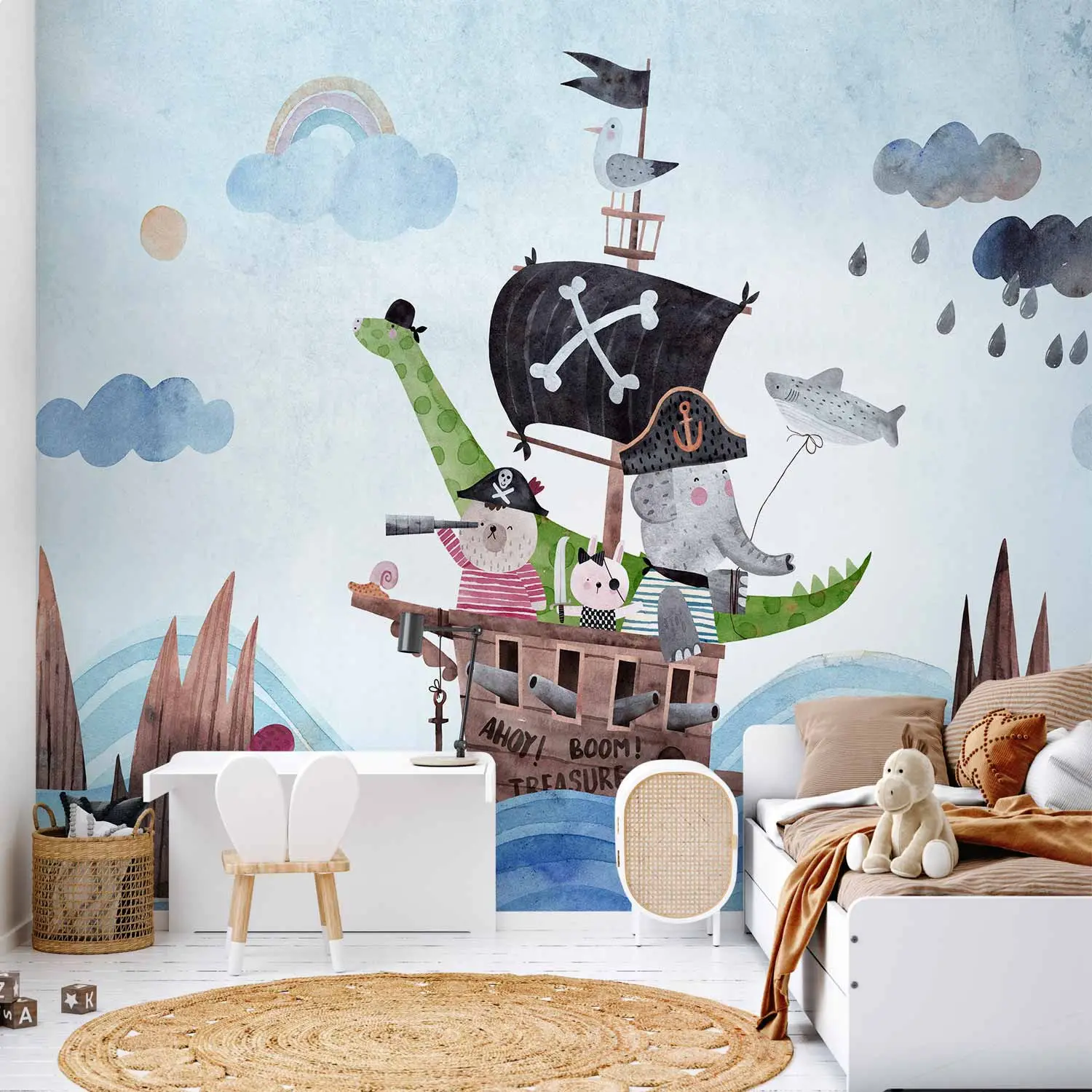 Cartoon Pirate Ship Wall