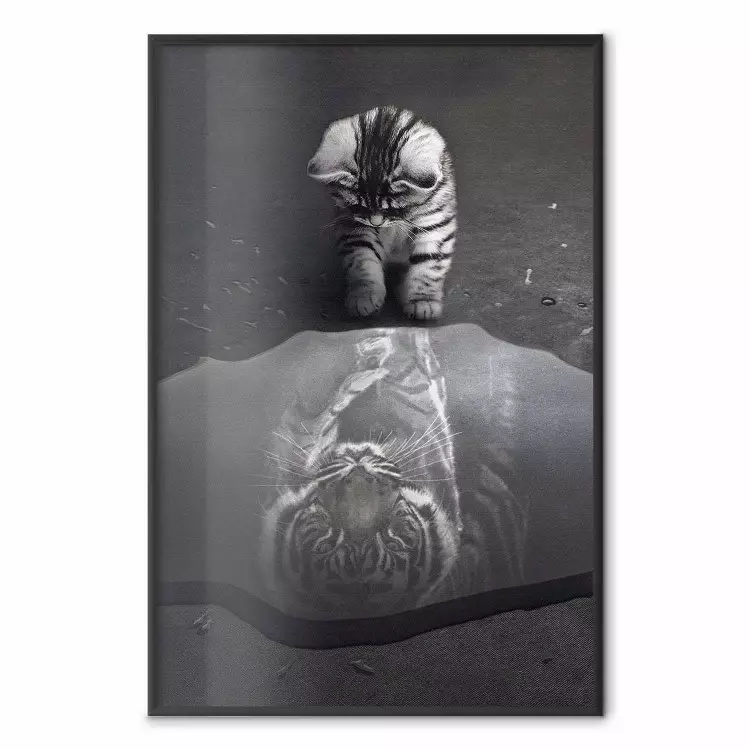 Poster Predatory Animal - Photo of a Cat With a Reflection of a Tiger ...