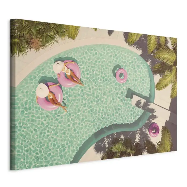 Canvas Print Relaxation in the Pool - Women Sunbathing in Bathing Suits - bimago