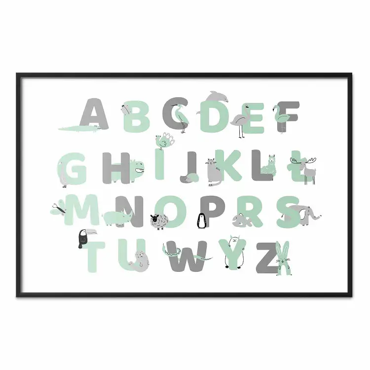 Poster Polish Alphabet for Children - Gray and Mint Letters with ...