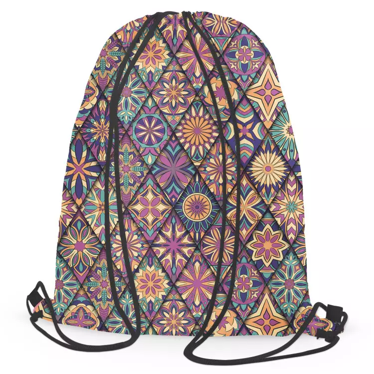 Designer backpack bag Mandalas in rhombuses - a colourful, geometric ...