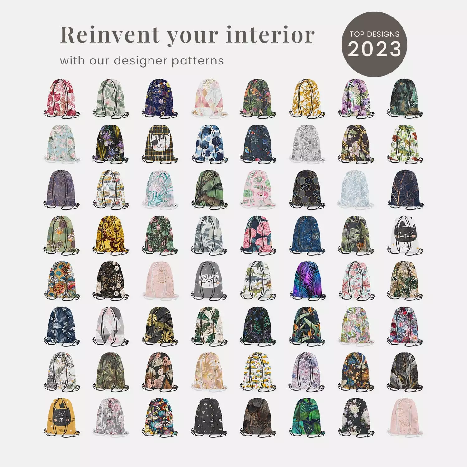 Designer backpack bag Subtle foliage - a minimalist floral pattern on ...