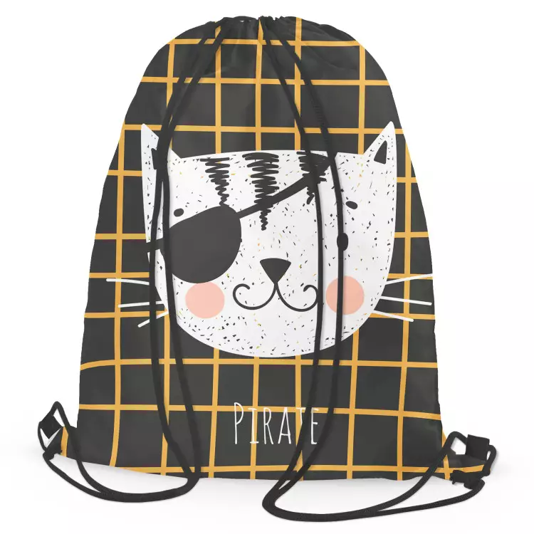 String backpack bag Pirate cat - animal with an eye patch over one eye ...