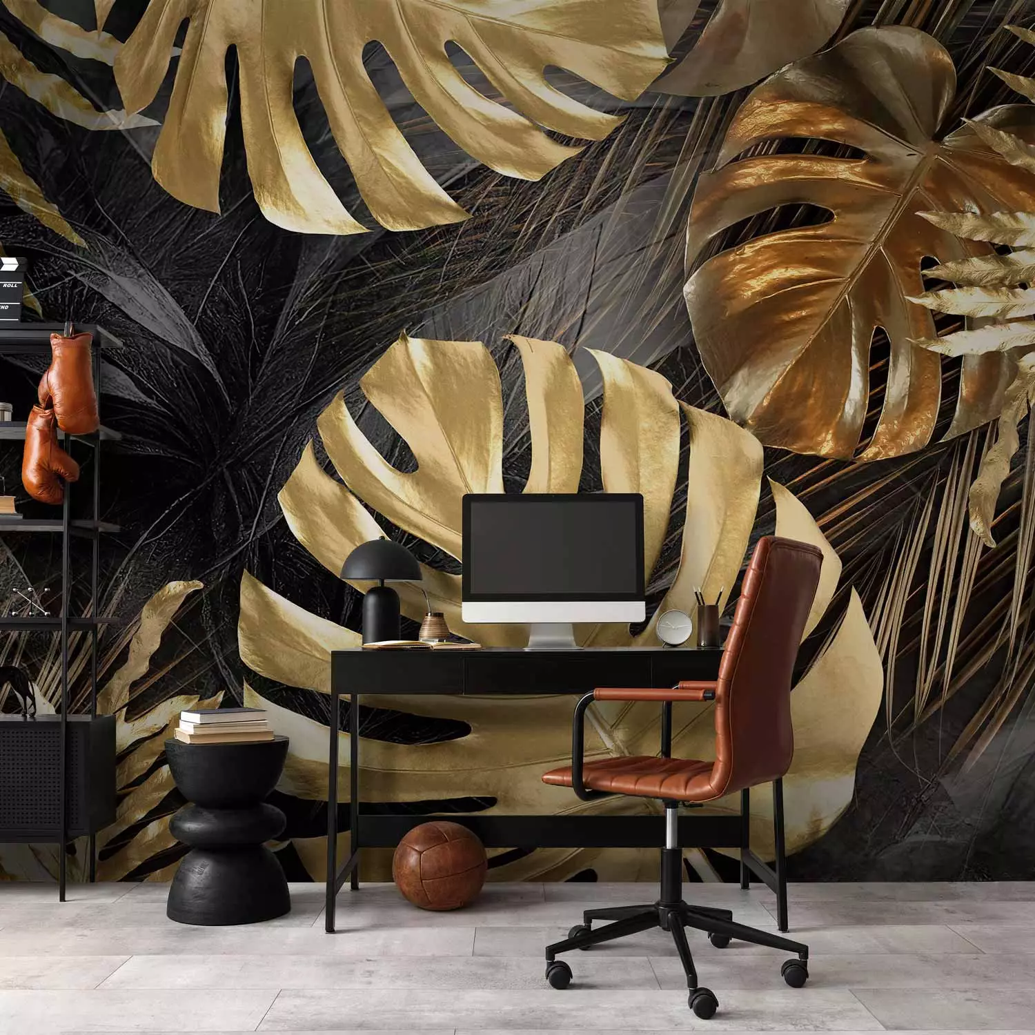 leaf wallpaper black