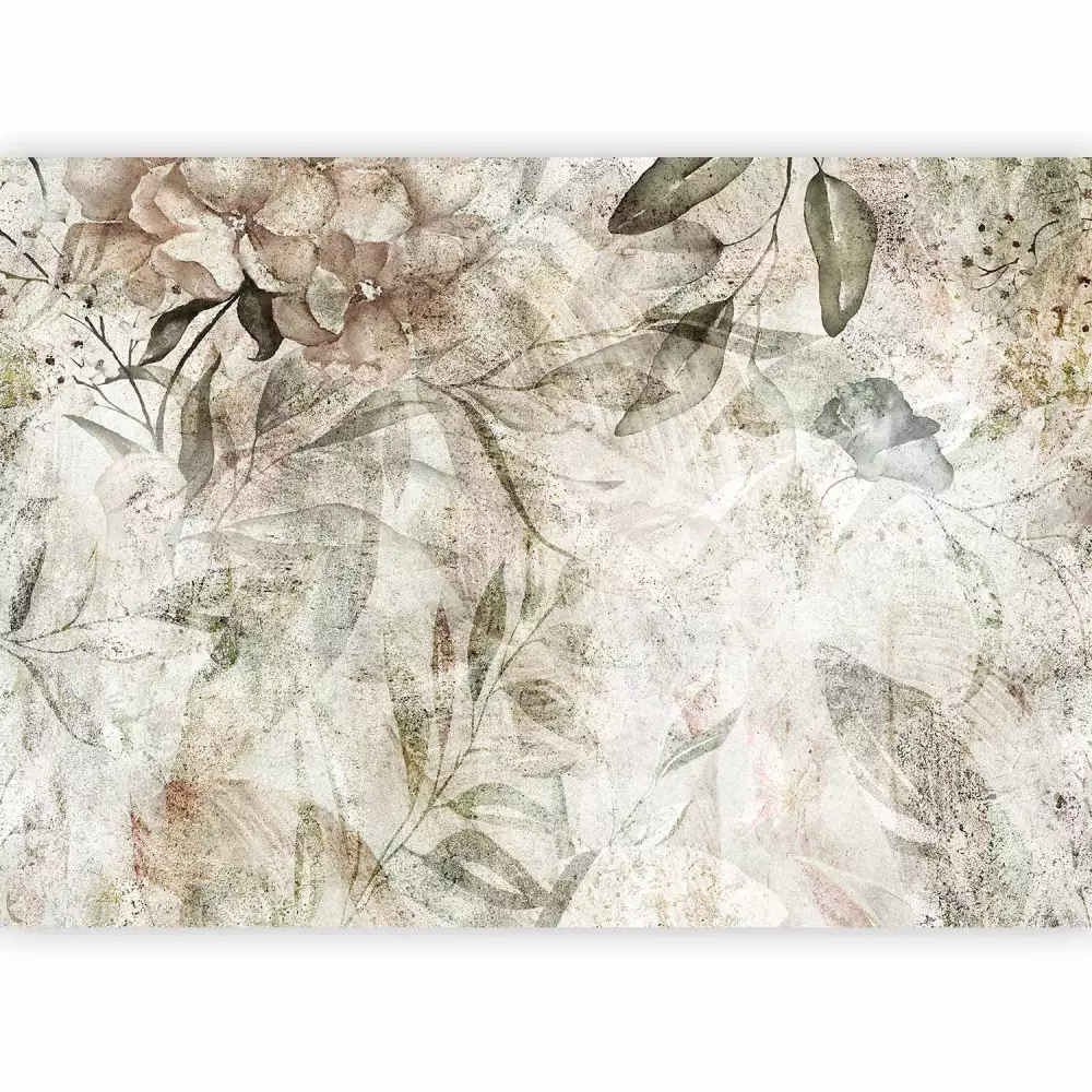 Wall Mural Beautiful Background - Motif of Flowers on an Old Surface in ...