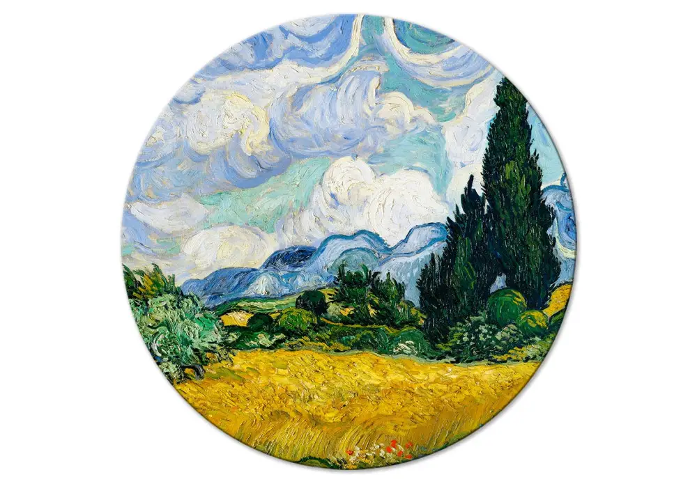 Circle canvas print Vincent Van Gogh - A Landscape With a Yellow Field ...