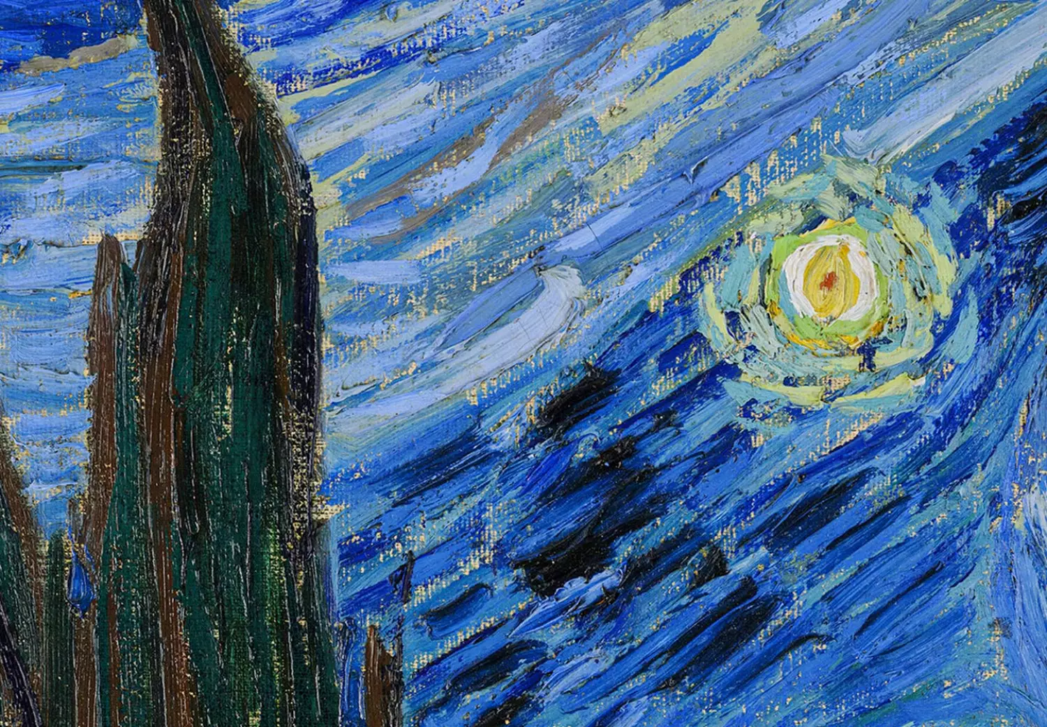 Circular canvas Starry Night Vincent Van Gogh Dark Sky Over the City bimago