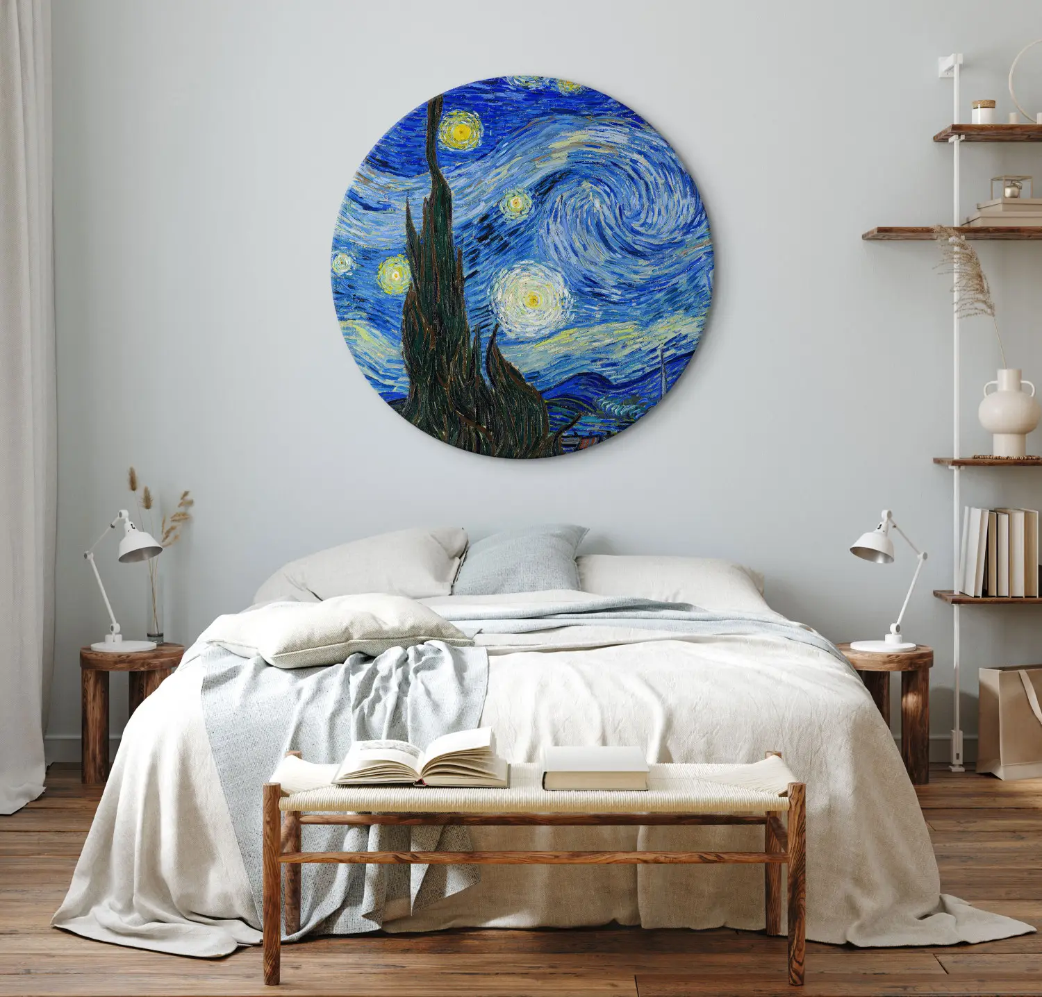 Starry Night Drawing In Circle The Starry Night, Van Gogh Throw
