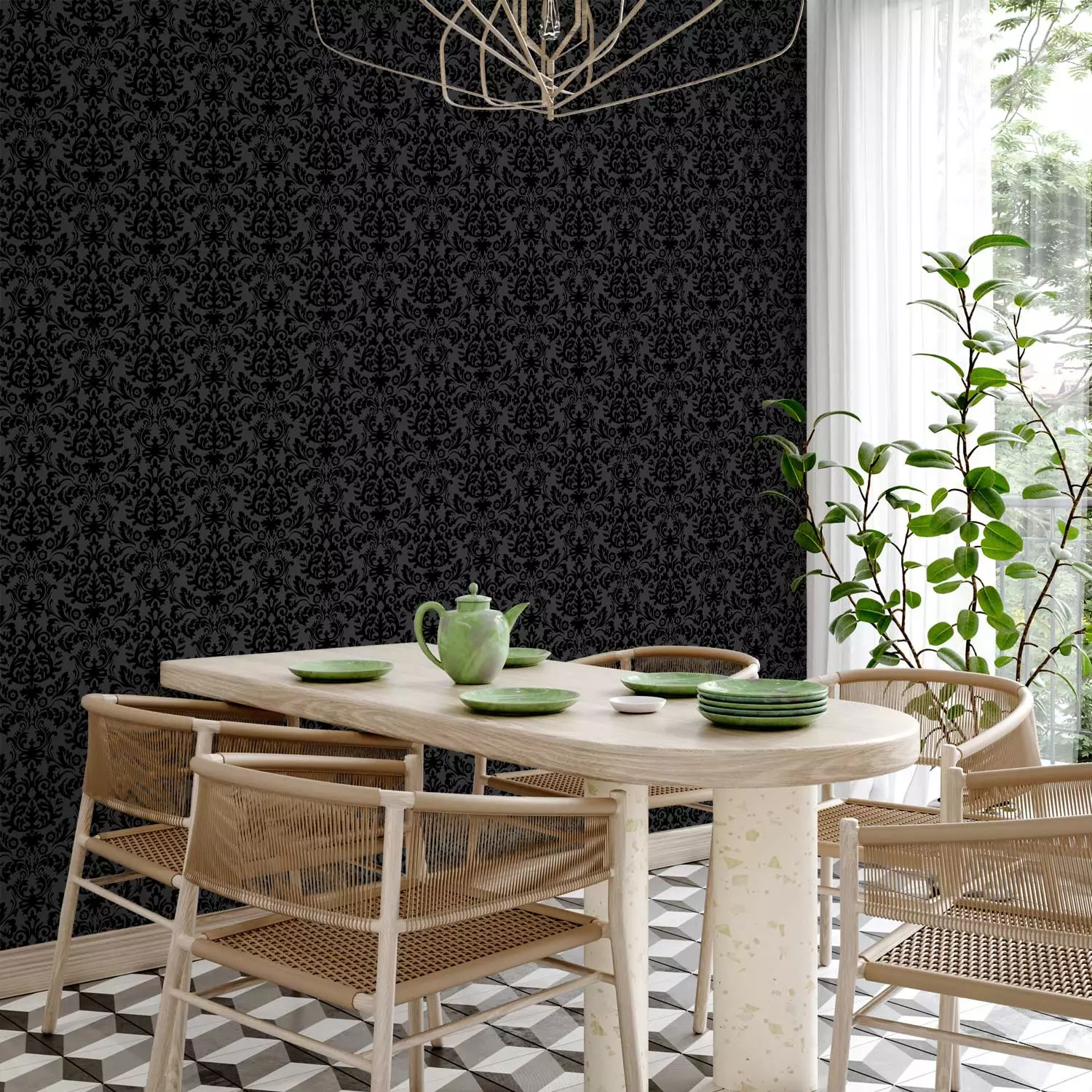 black patterned wallpaper uk