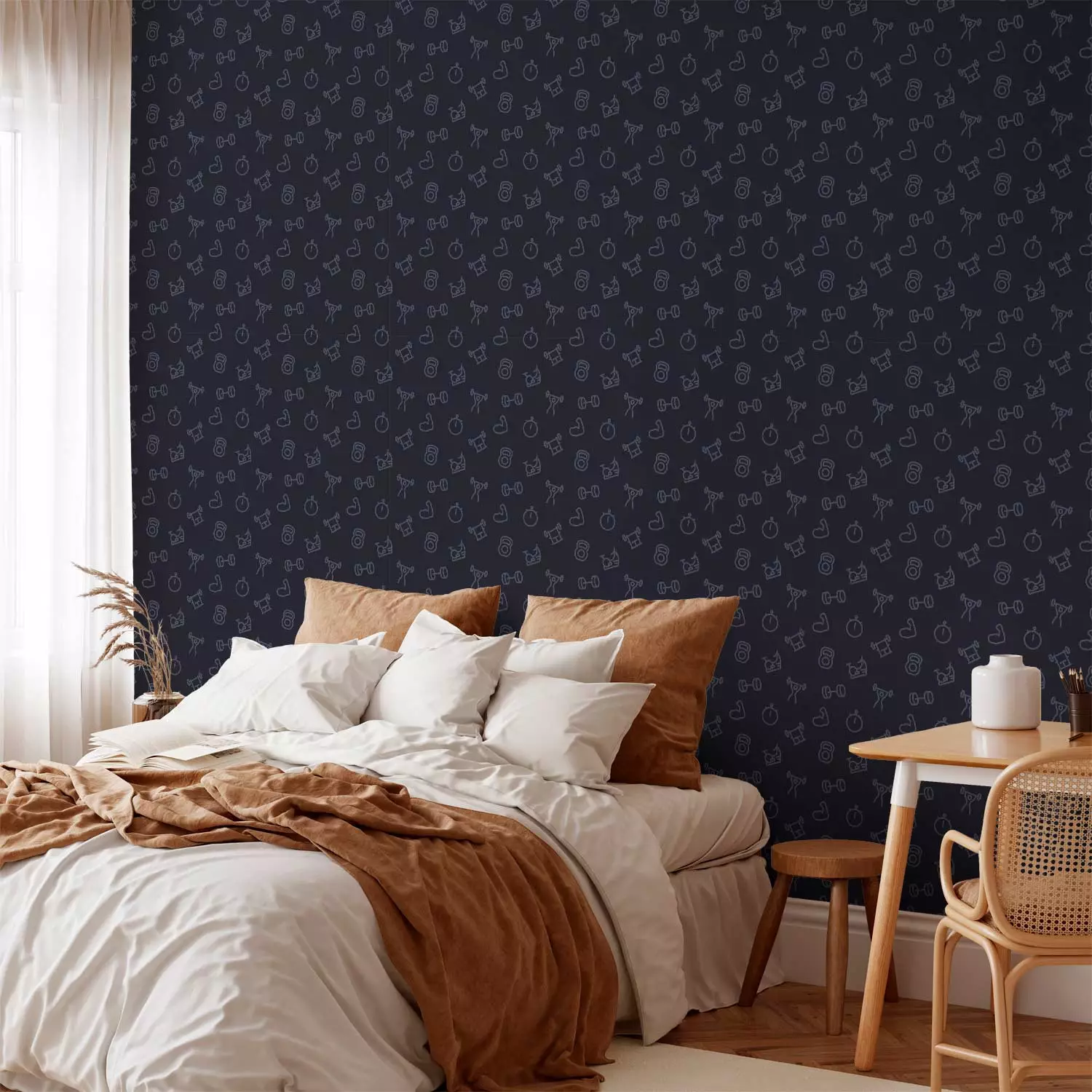 navy patterned wallpaper uk